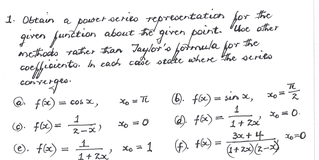 Solved Obtain a powerseries representation for the given | Chegg.com