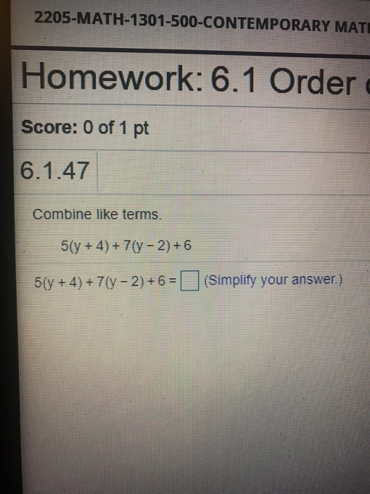 Solved 2205-MATH-1301-500-CONTEMPORARY MATE Homework: 6.1 | Chegg.com
