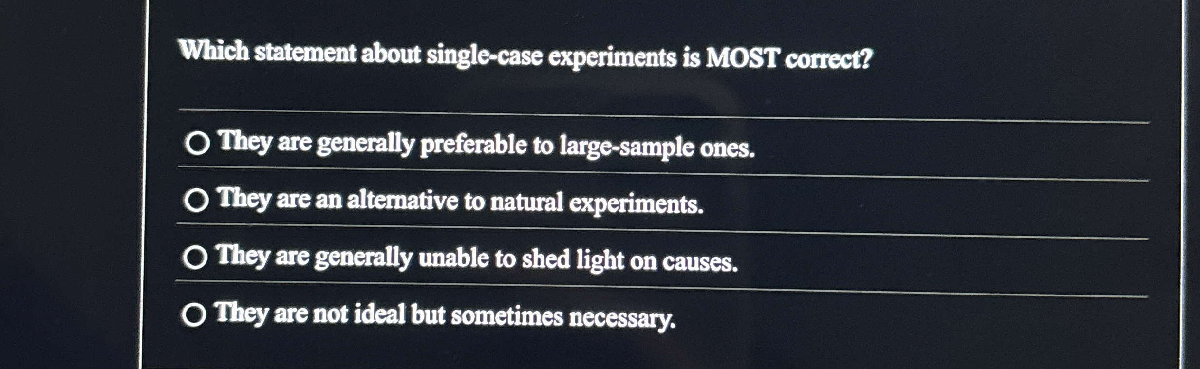 Solved Which statement about single-case experiments is MOST | Chegg.com