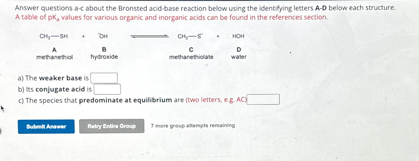 Solved Answer questions a-c about the Bronsted acid-base | Chegg.com