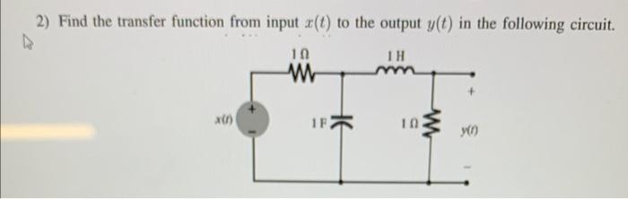 Solved Find the transfer function from input x(t) to the | Chegg.com