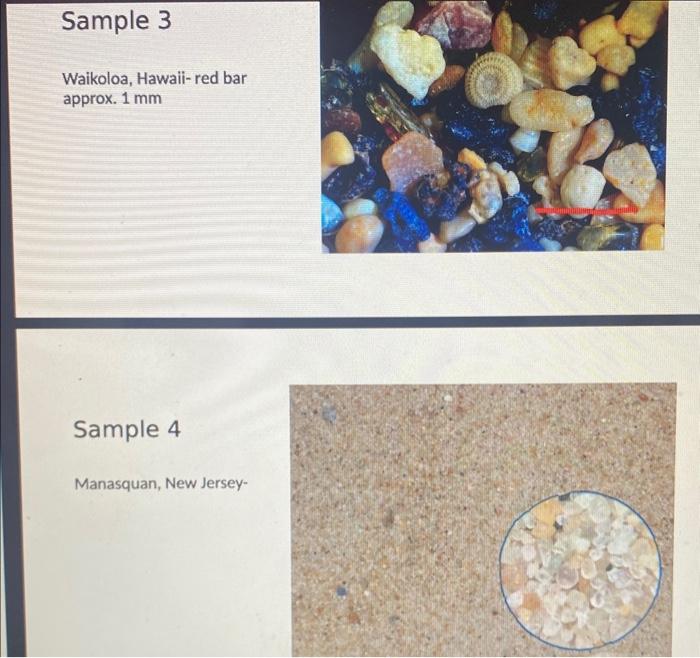 Solved Part 1. Examining and Characterizing Sand Samples | Chegg.com