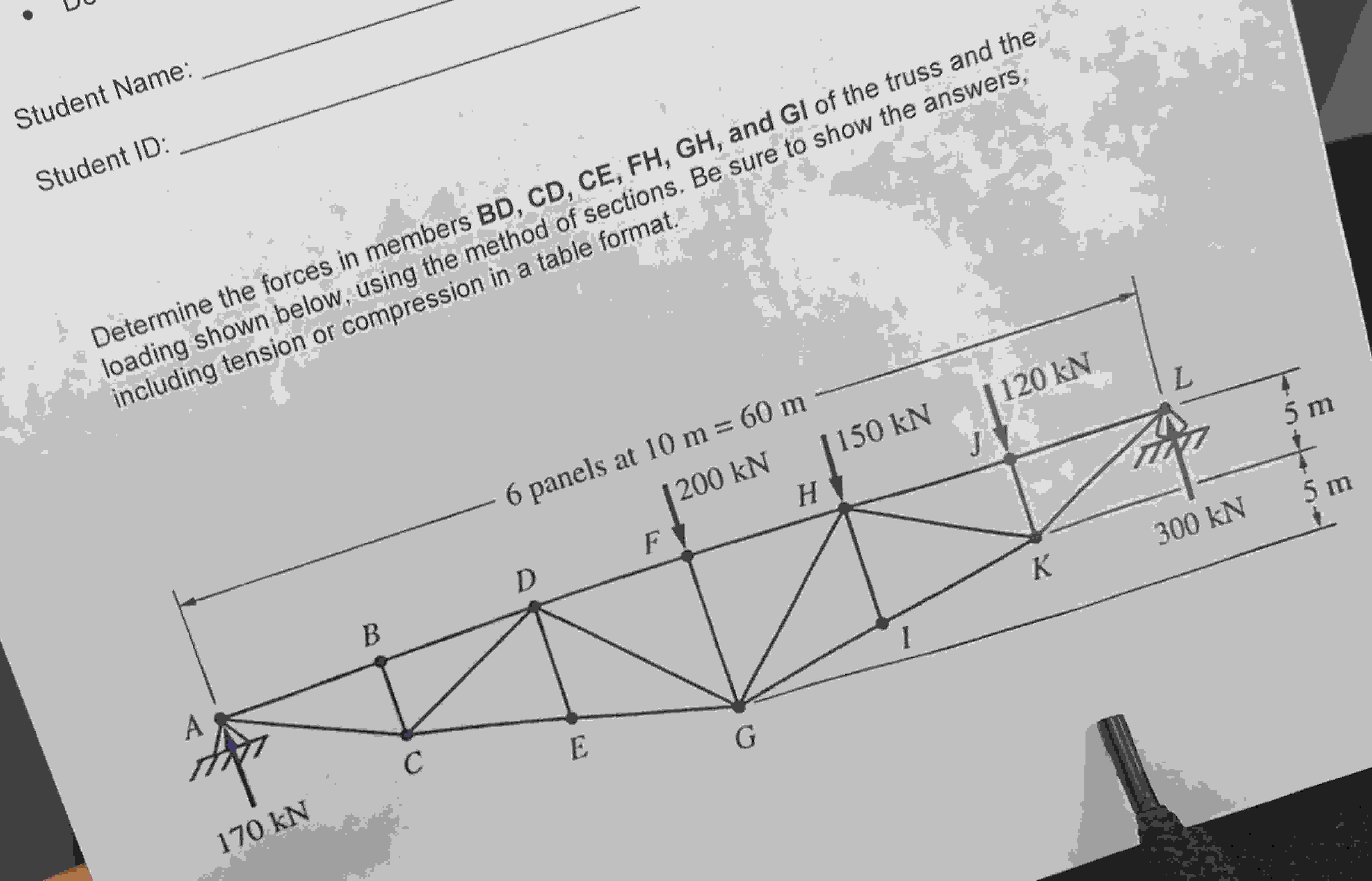 Solved Student Name:Student 1D:Determine the forces in | Chegg.com