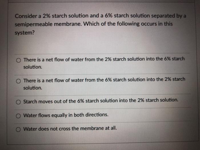 Solved Consider a 2% starch solution and a 6% starch | Chegg.com