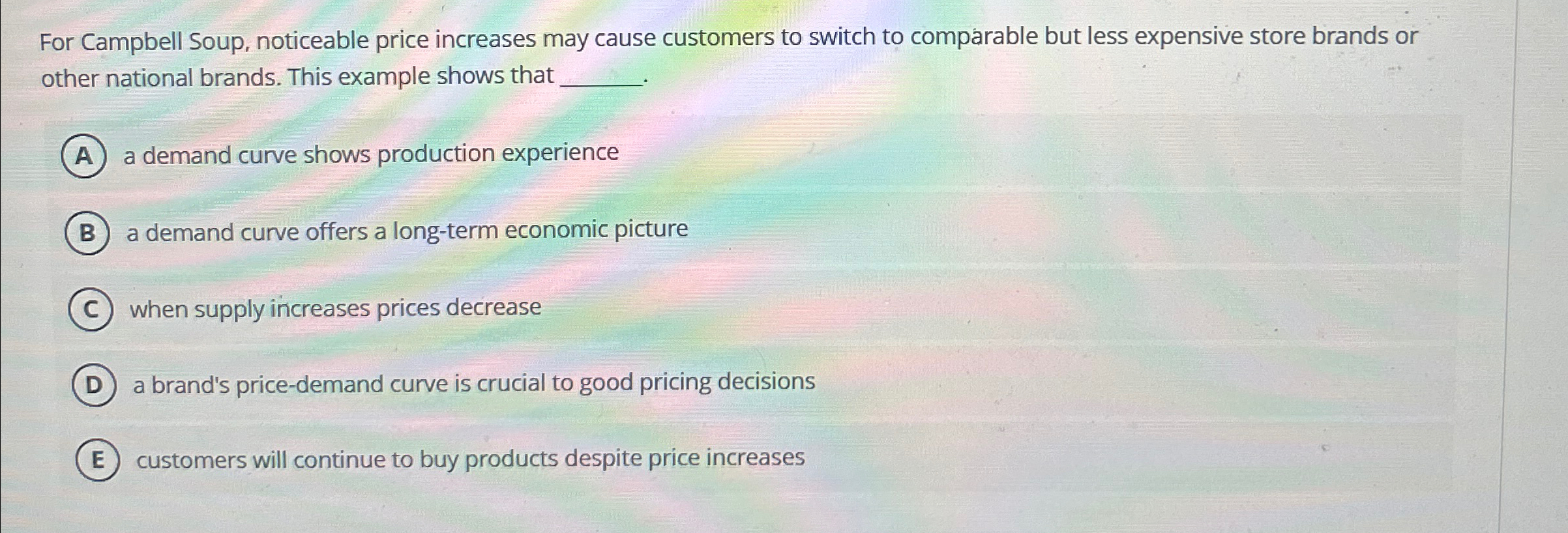 Solved For Campbell Soup, noticeable price increases may | Chegg.com