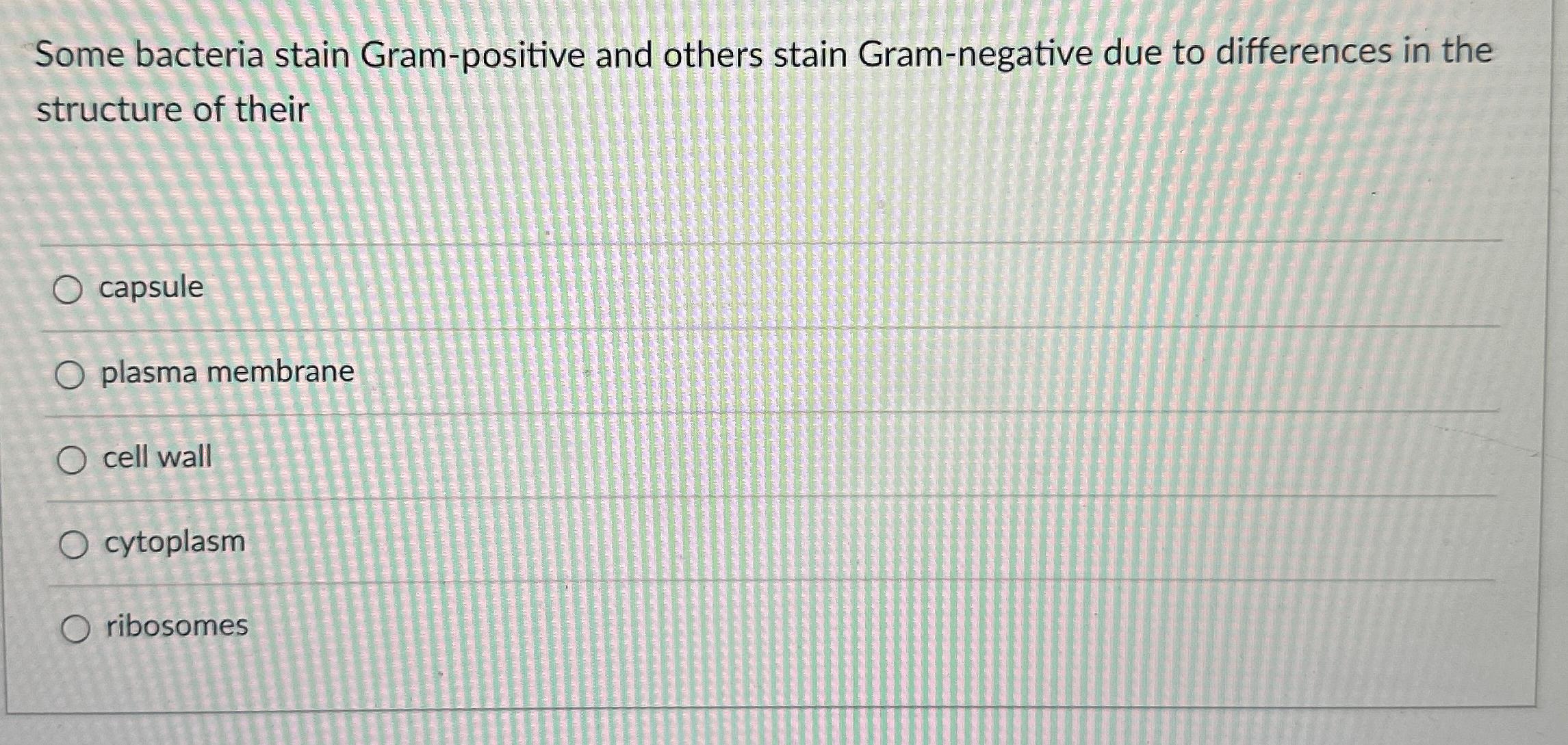 Solved Some bacteria stain Gram-positive and others stain | Chegg.com