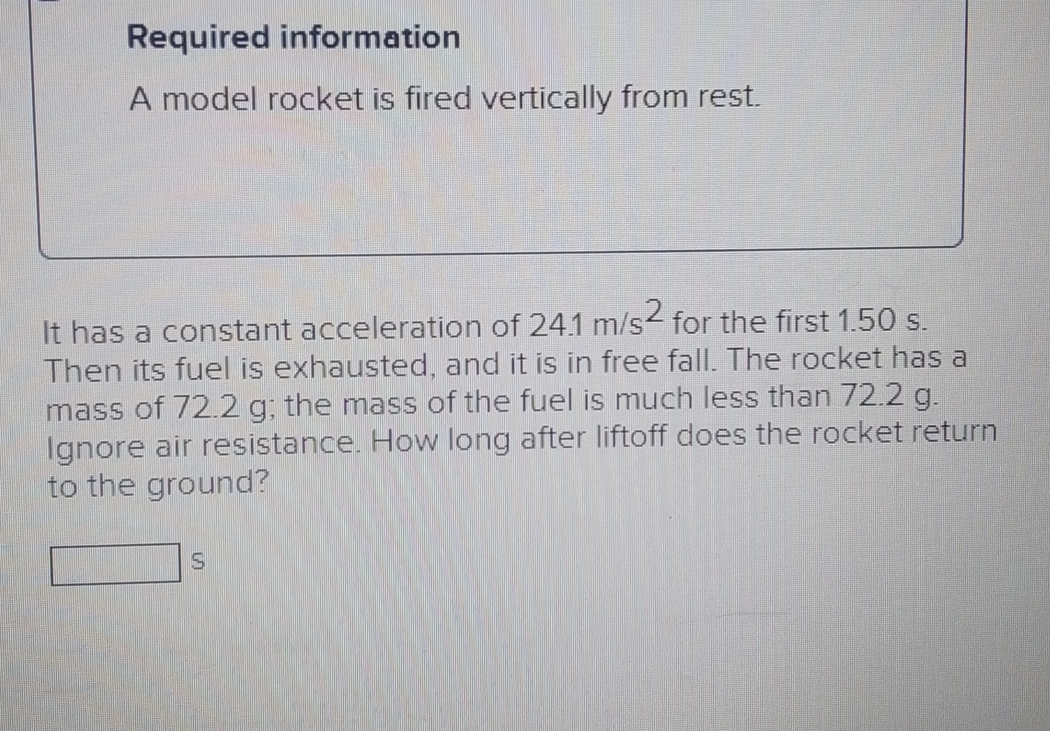 Solved Required informationA model rocket is fired | Chegg.com