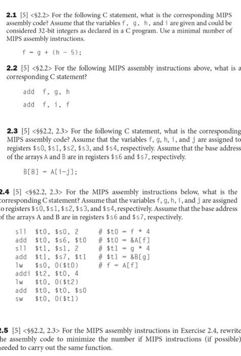 Solved 2.1 [5] For the following statement, what is | Chegg.com