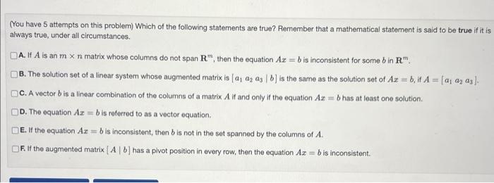 Solved (You have 5 attempts on this problem) Which of the | Chegg.com