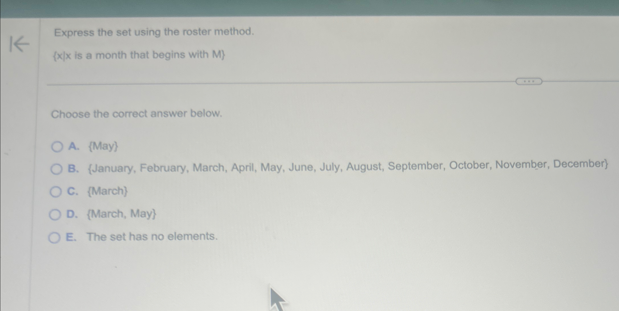 Solved Express the set using the roster method. ﻿is a month | Chegg.com