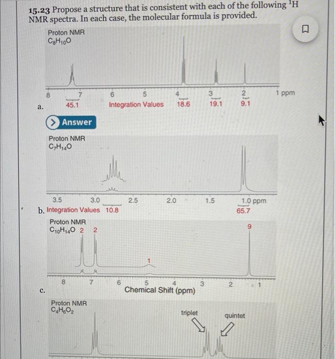 Solved 15.23 Propose a structure that is consistent with | Chegg.com
