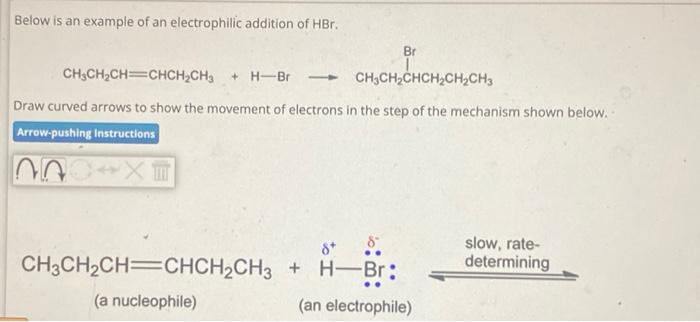 Solved Below is an example of an electrophilic addition of | Chegg.com