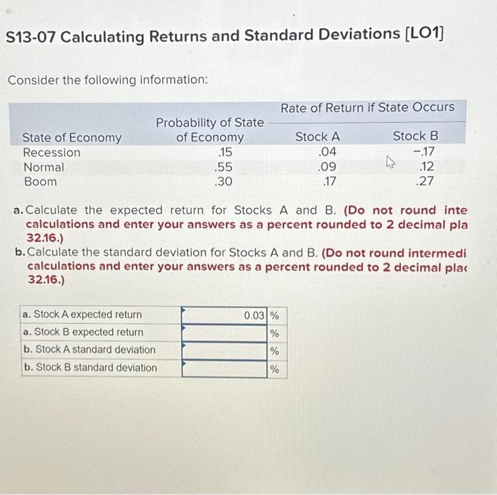 Solved S13-07 Calculating Returns and Standard Deviations | Chegg.com
