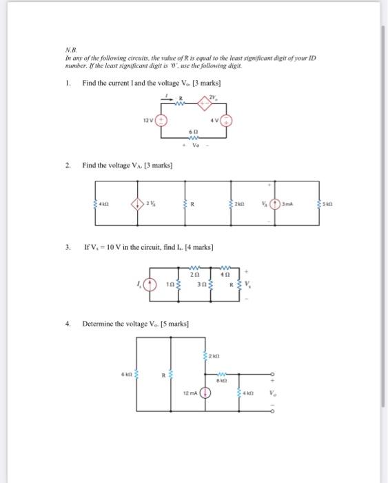 N.B in any of the following circuits, the walue of R | Chegg.com N.B in any of the following circuits, the walue of R | Chegg.com