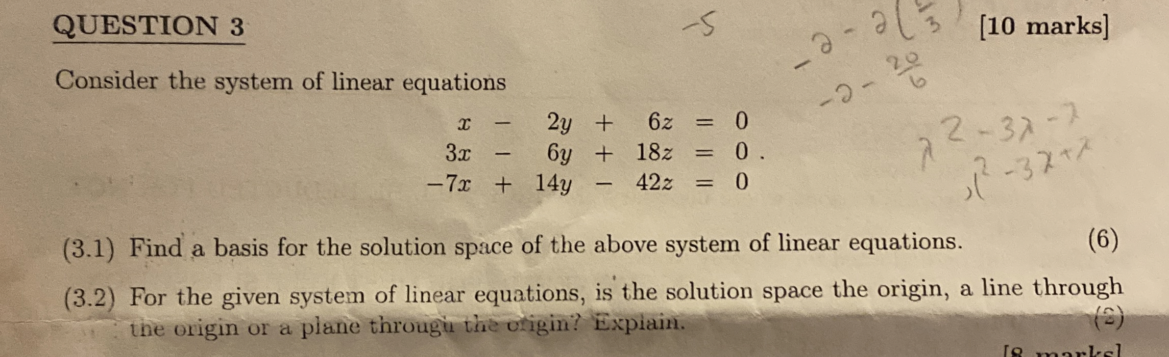 Solved QUESTION 3Consider the system of linear | Chegg.com