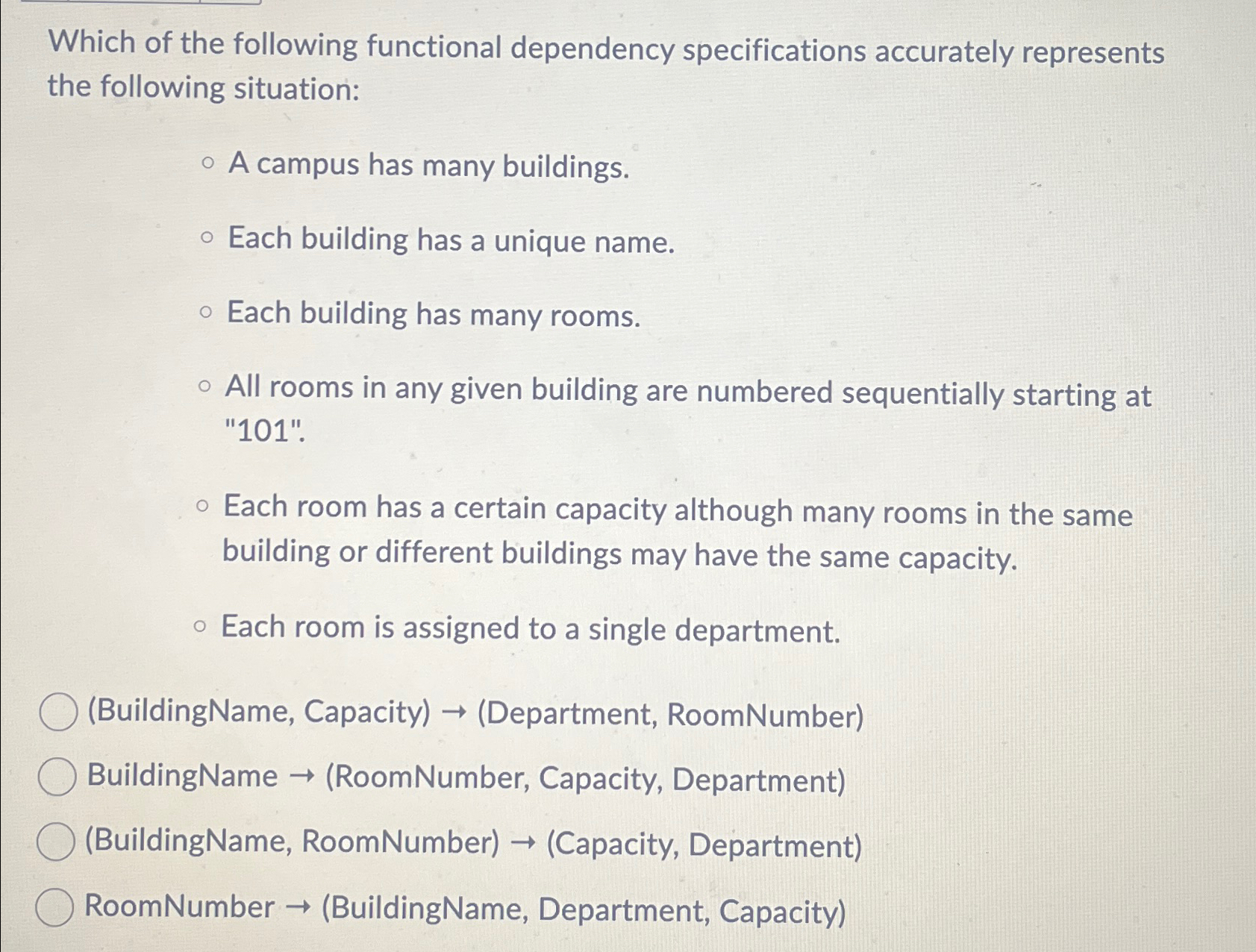 Solved Which of the following functional dependency | Chegg.com
