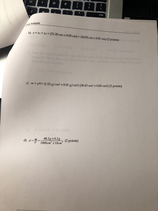 Solved Practice Propagating Error Using The Formulas 7500