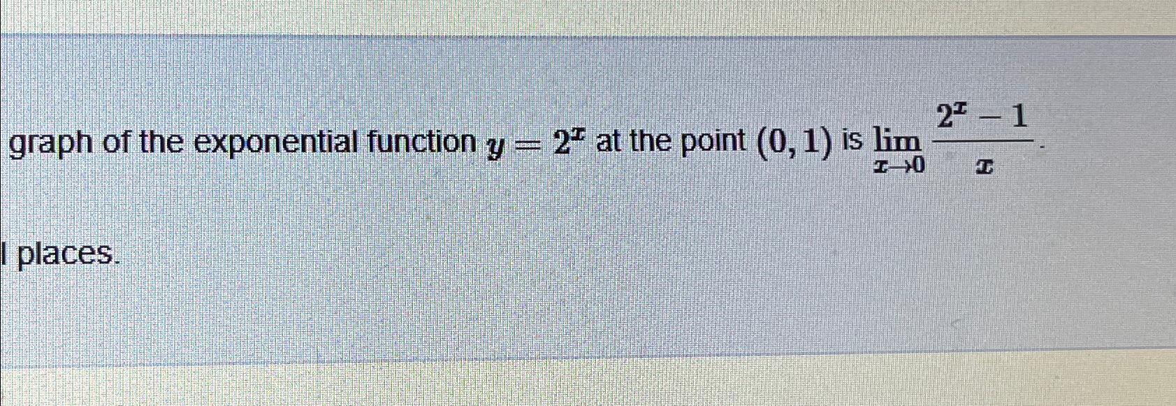 Solved graph of the exponential function y=2x ﻿at the point | Chegg.com