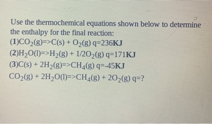 Solved Use the thermochemical equations shown below to | Chegg.com