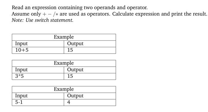 Solved Read an expression containing two operands and | Chegg.com