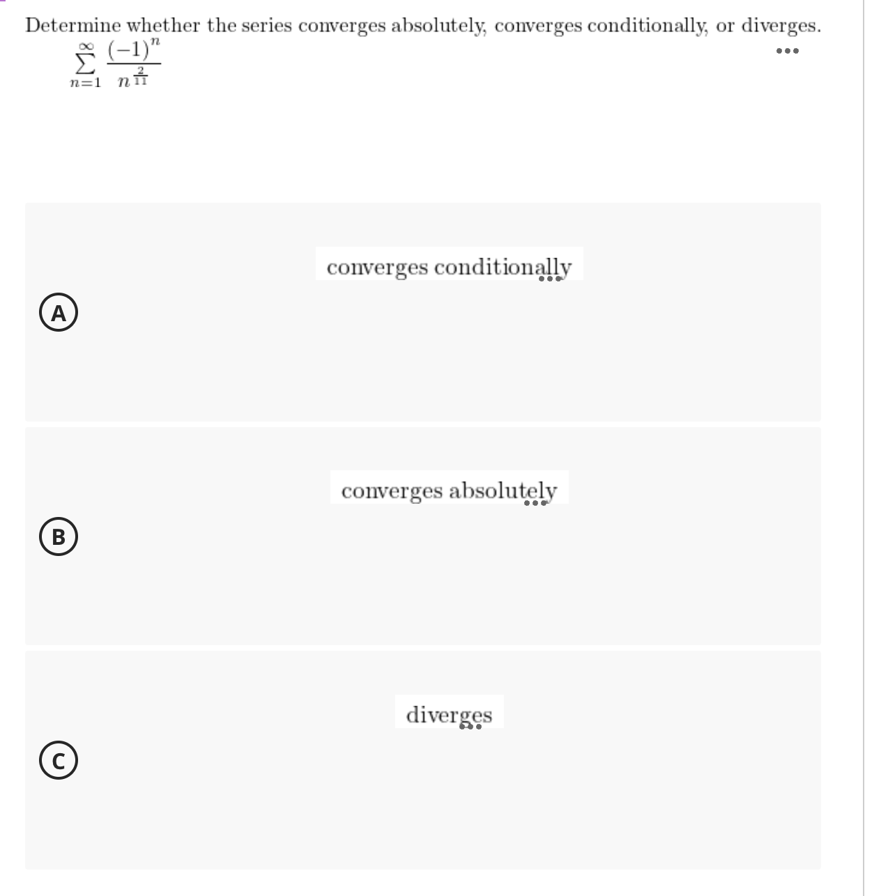 Determine whether the series converges absolutely, | Chegg.com