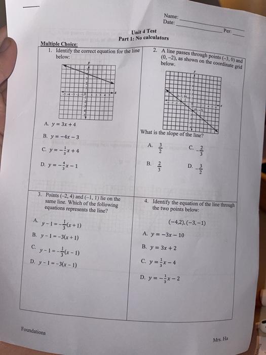 Solved Name: Date: Per. Unit 4 Test Part 1: No calculators | Chegg.com