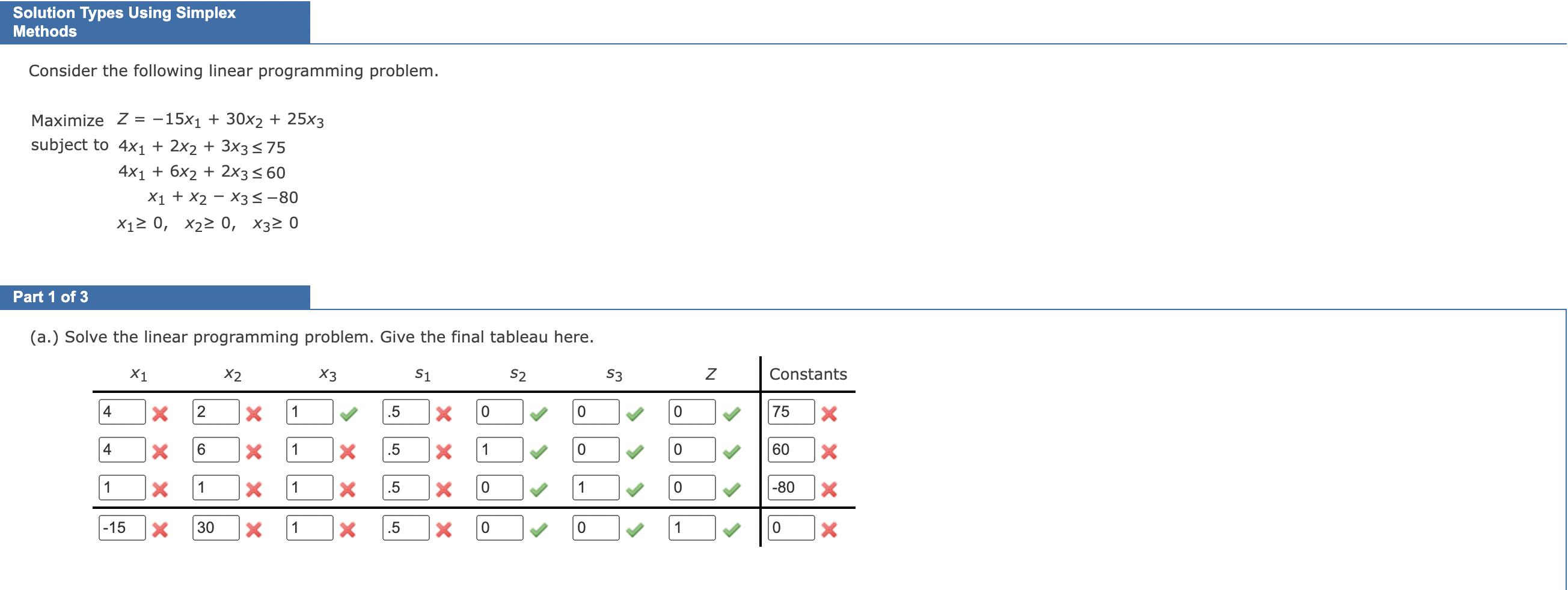 Part 1 ﻿of 3(a.) ﻿Solve the linear programming | Chegg.com