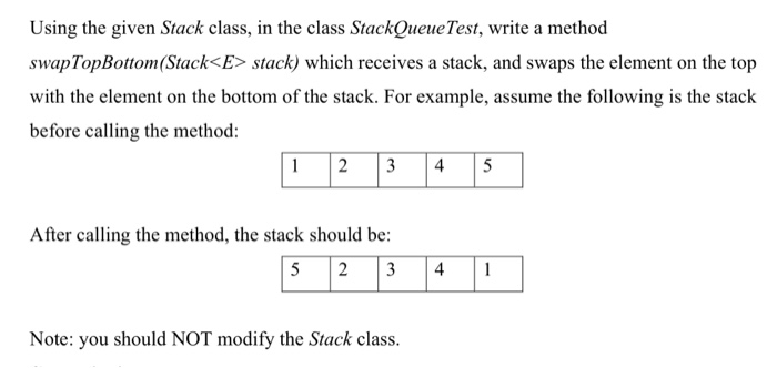 Solved Using the given Stack class, in the class StackQueue | Chegg.com