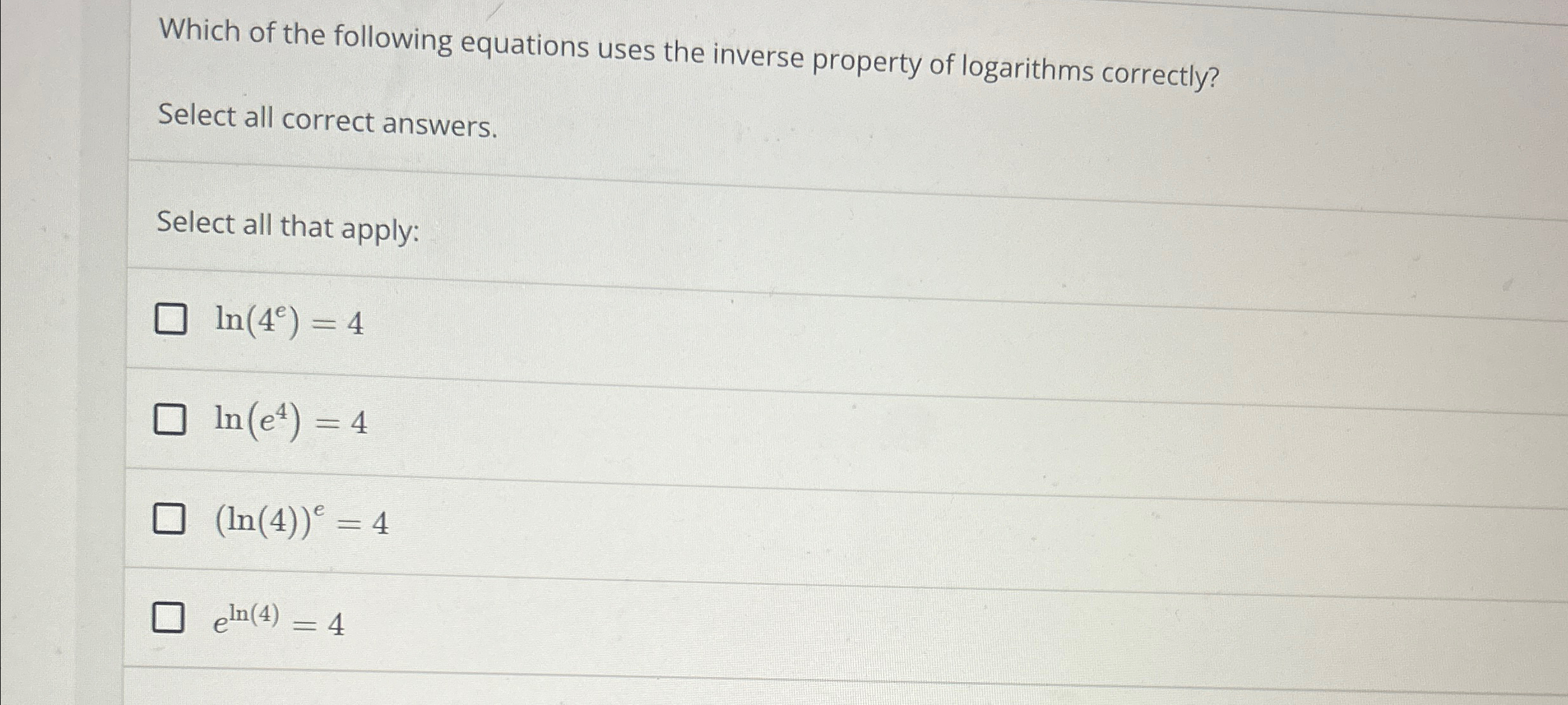 Solved Which of the following equations uses the inverse | Chegg.com