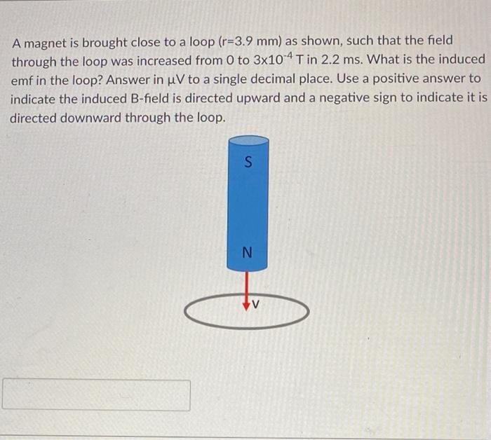Solved A magnet is brought close to a loop (r=3.9 mm) as | Chegg.com