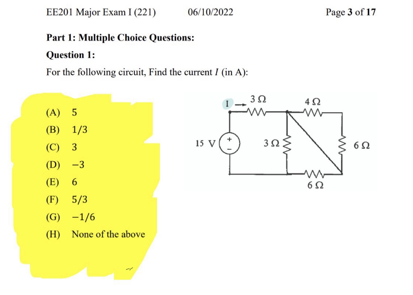 Solved Part 1: Multiple Choice Questions:Question 1:For the | Chegg.com