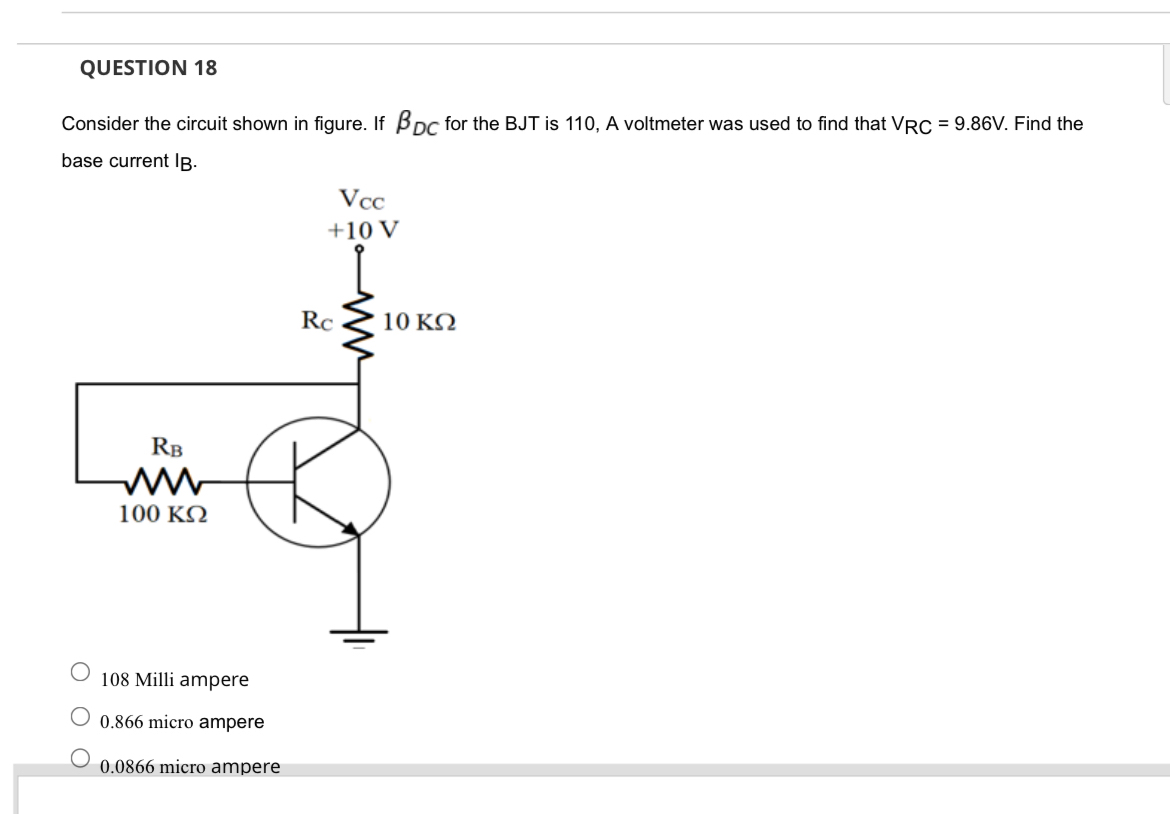Solved QUESTION 18Consider the circuit shown in figure. If | Chegg.com