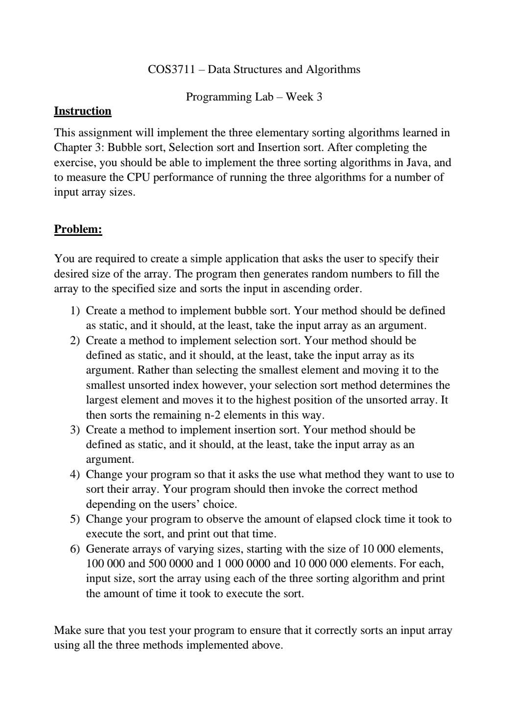 Solved COS3711 - Data Structures and Algorithms Programming | Chegg.com