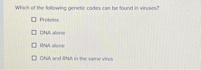 Which of the following genetic codes can be found in | Chegg.com