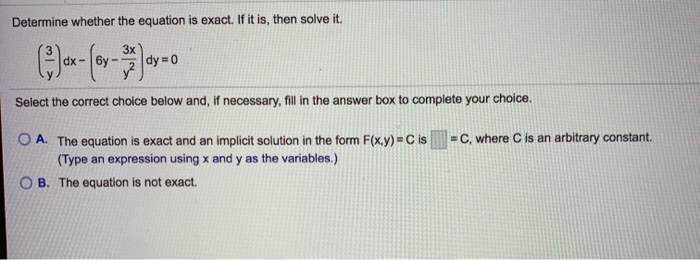 Solved Classify The Equation As Separable Linear Exact Or