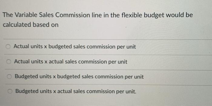 Solved The Variable Sales Commission line in the flexible | Chegg.com