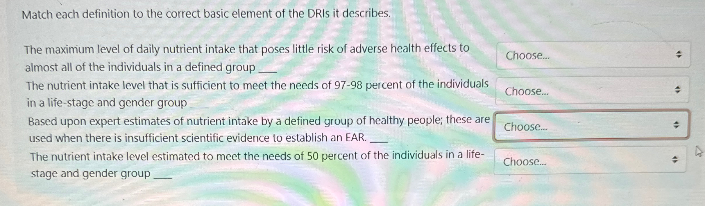 Solved Match each definition to the correct basic element of | Chegg.com