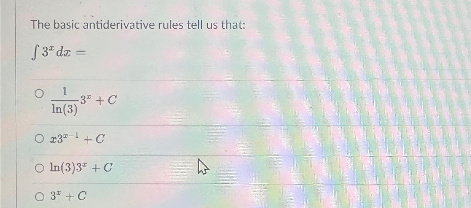 Solved The basic antiderivative rules tell us | Chegg.com