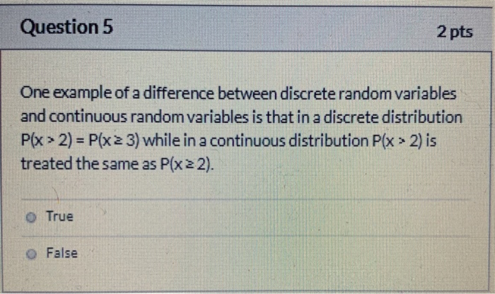 Solved Question 5 2 pts One example of a difference between | Chegg.com