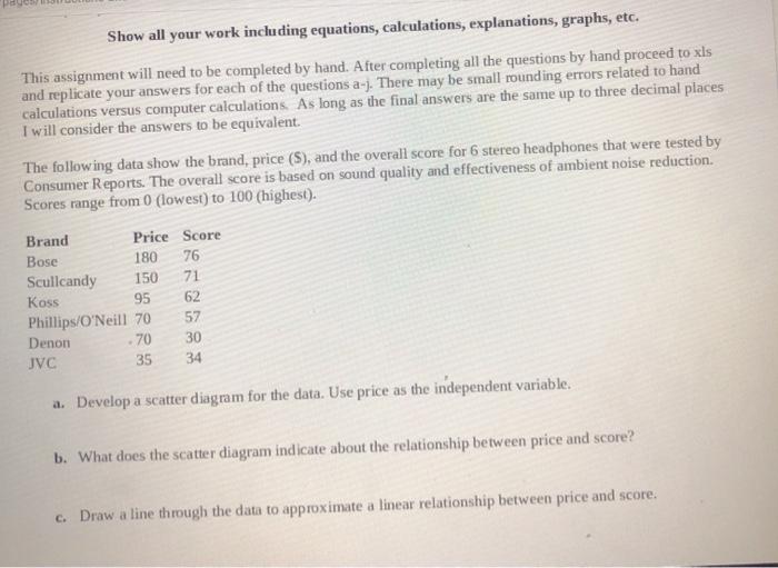 Solved Show all your work including equations, calculations, | Chegg.com