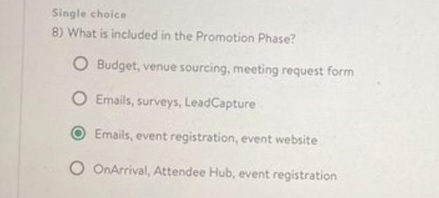 Solved 8) What is included in the Promotion Phase? Budget, | Chegg.com