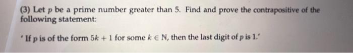 Solved (3) Let p be a prime number greater than 5. Find and | Chegg.com