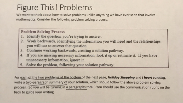 Figure This! Problems We want to think about how to | Chegg.com