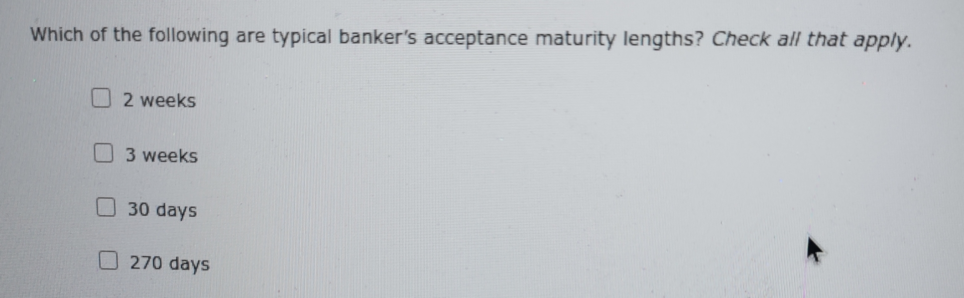 Solved Which of the following are typical banker's | Chegg.com
