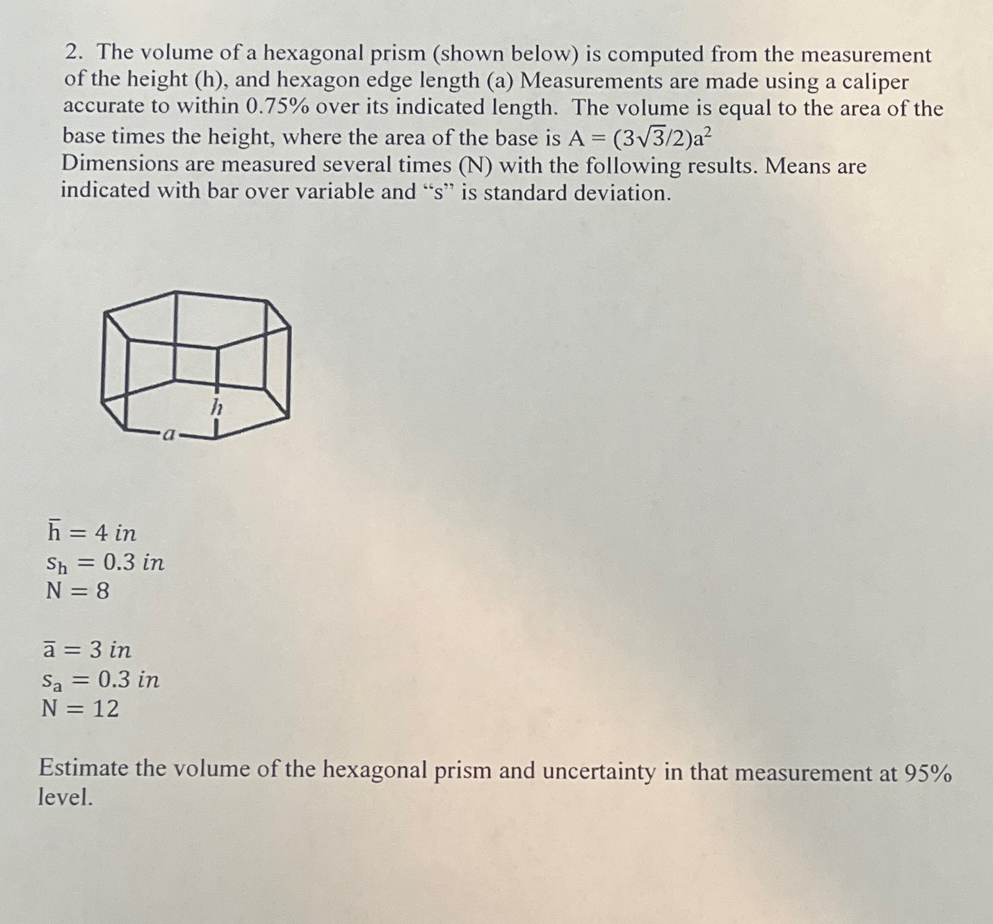 Solved The volume of a hexagonal prism (shown below) ﻿is | Chegg.com