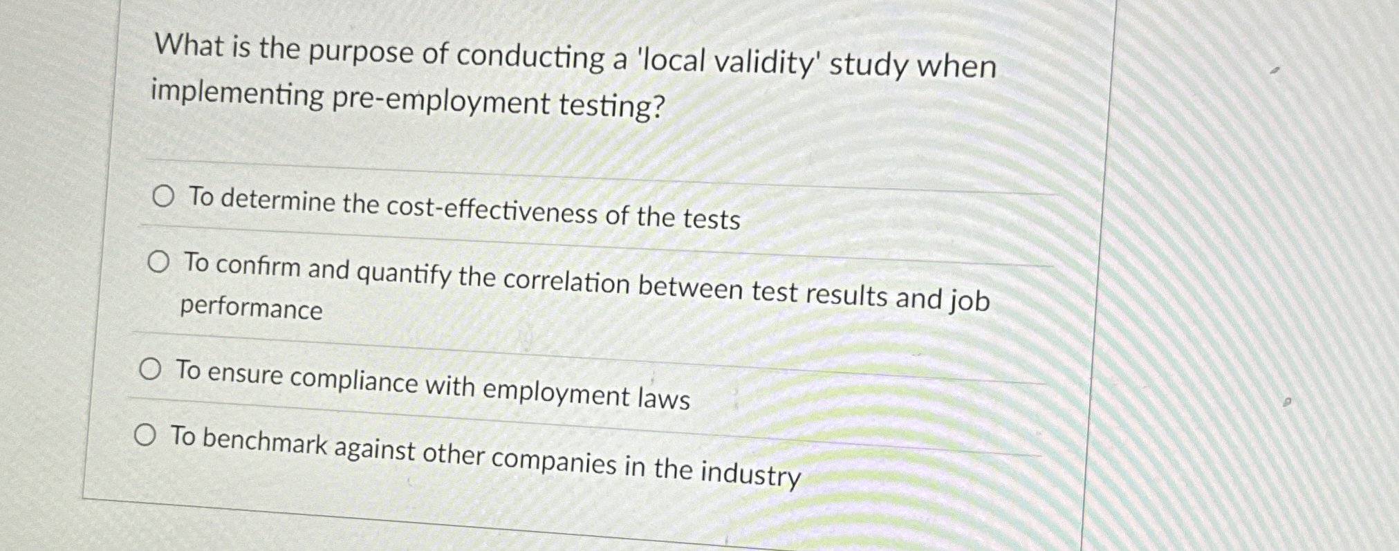 Solved What is the purpose of conducting a 'local validity' | Chegg.com