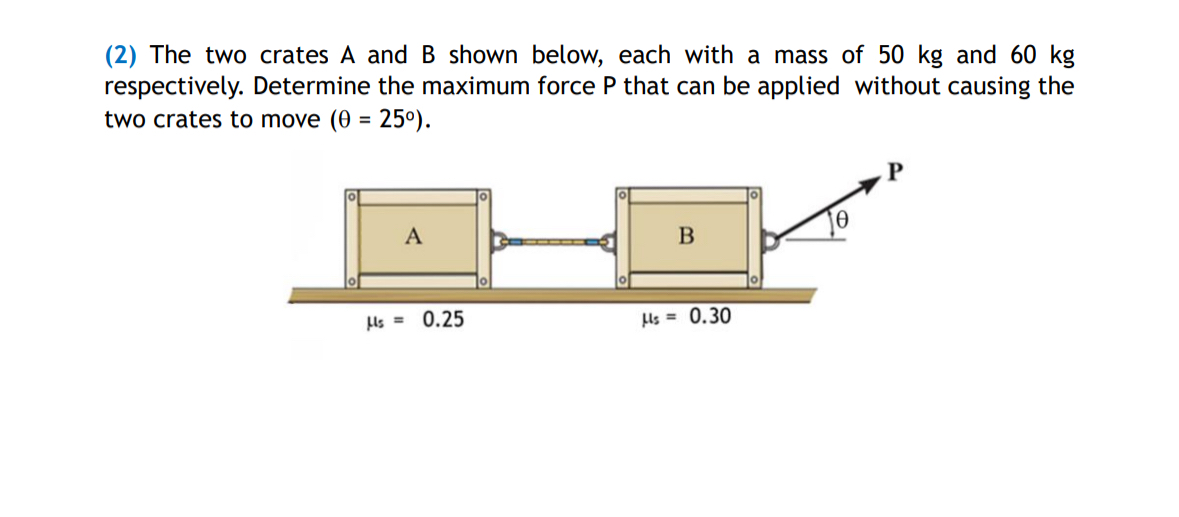 Solved (2) ﻿The two crates A and B shown below, each with a | Chegg.com