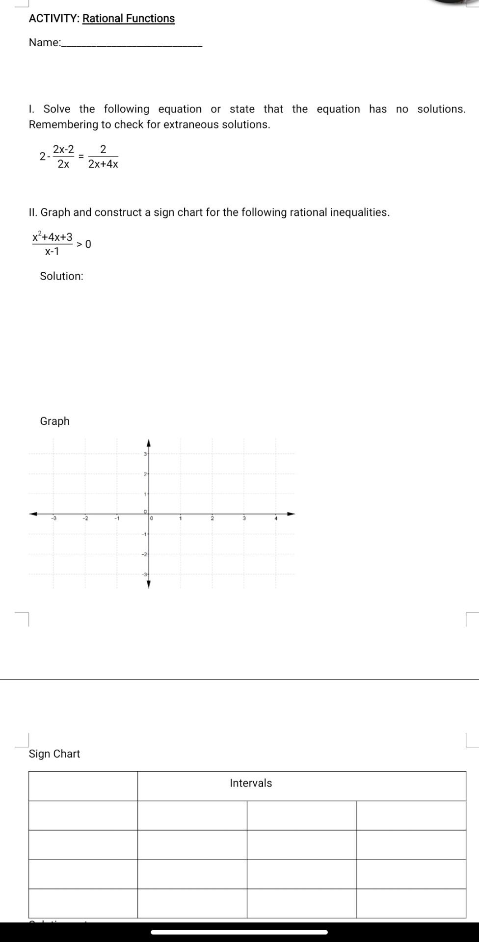 Solved III. Graph the given rational functions. Find the | Chegg.com