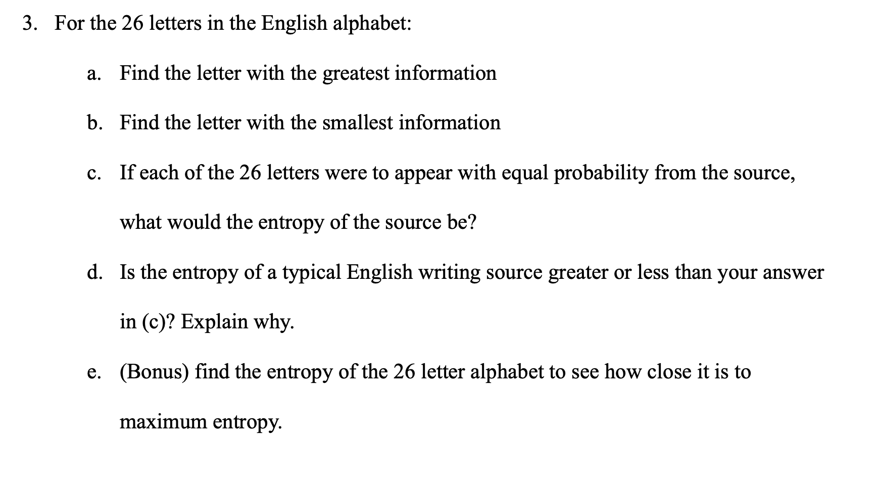 Solved For the 26 ﻿letters in the English alphabet:a. ﻿Find | Chegg.com