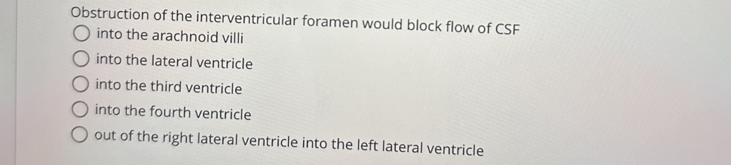Solved Obstruction of the interventricular foramen would | Chegg.com